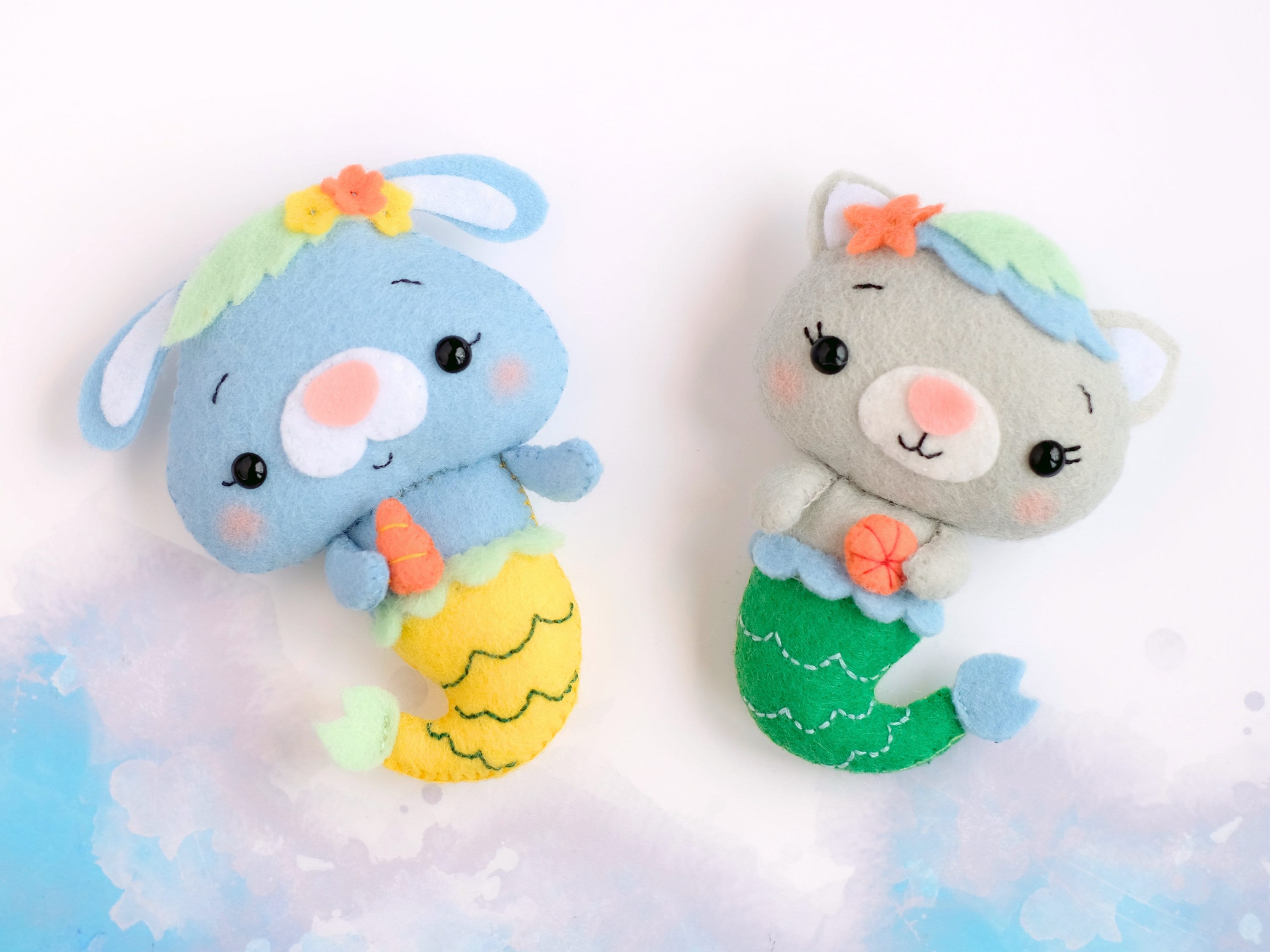 Mermaid cat felt toy PDF and SVG patterns Sea life digital | Etsy