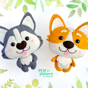 Corgi Felt Toy Sewing PDF and SVG Patterns, Cute Dog Sewing Tutorial ...