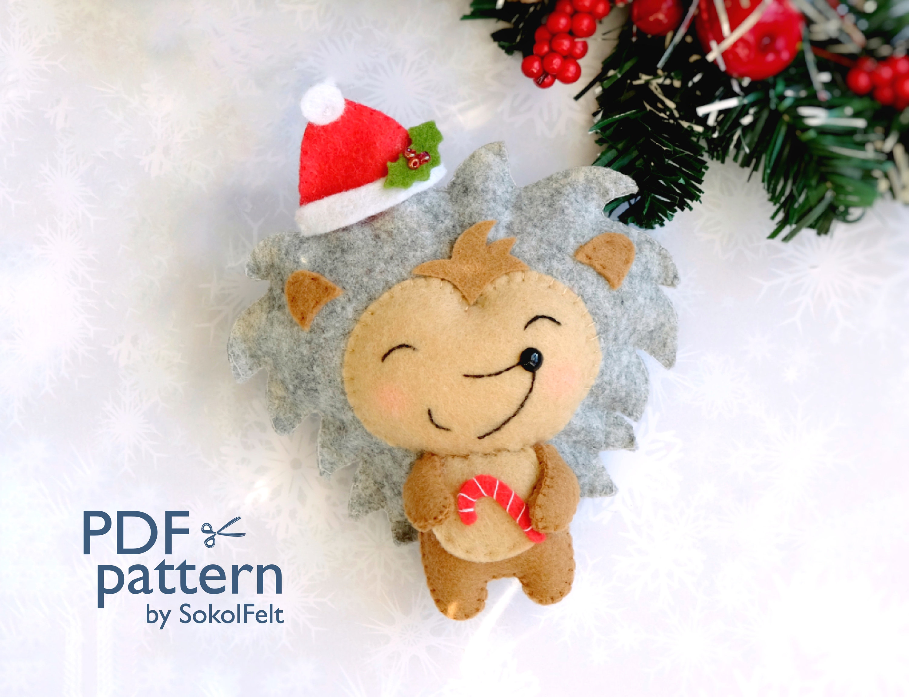 Felt hedgehog toy sewing PDF pattern felt woodland animal | Etsy