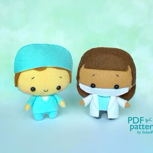 Felt Doctor and Nurse Doll Sewing Pattern (PDF & SVG) - Etsy