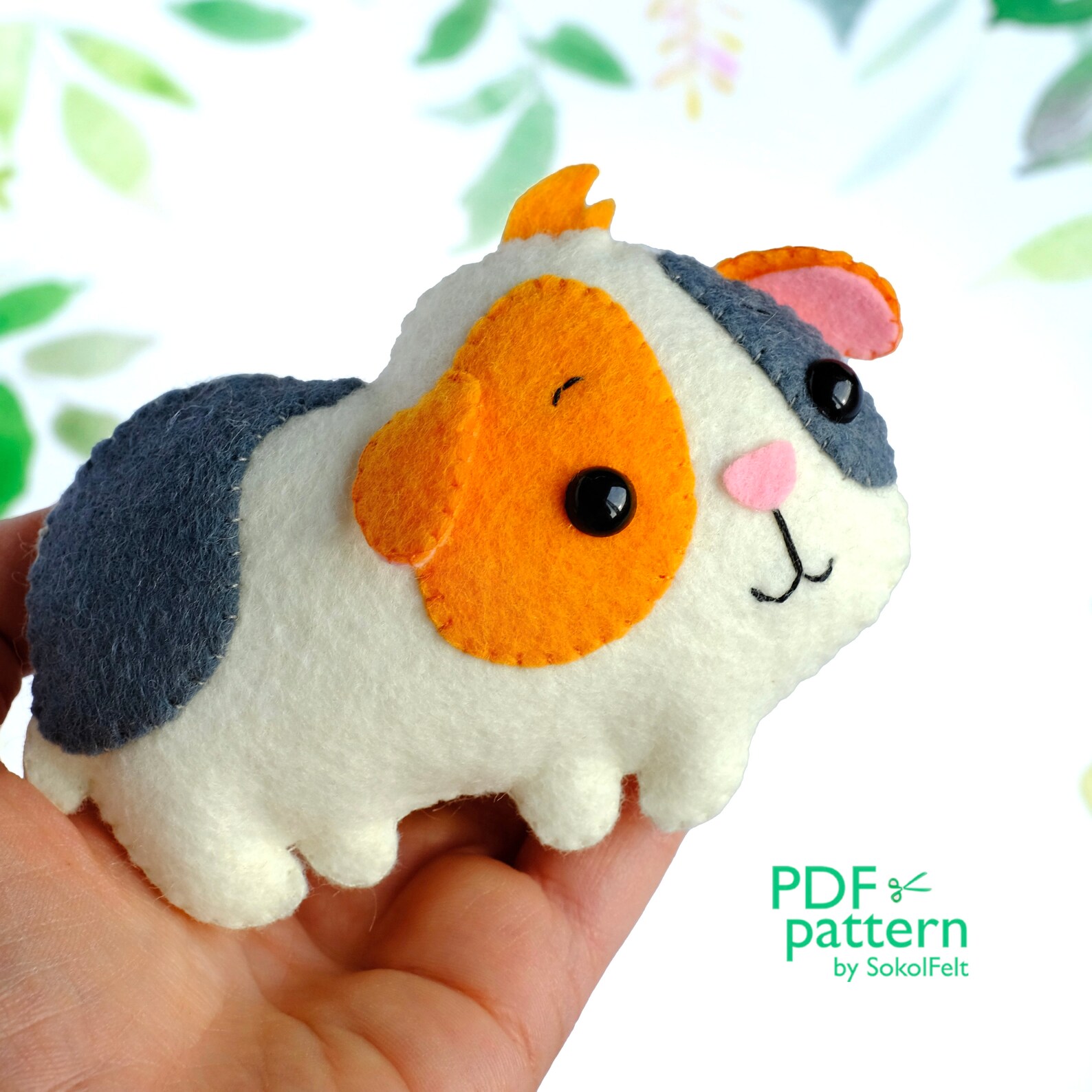 Guinea Pigs Felt Toy Sewing PDF and SVG Patterns, Silkie Guinea Pig ...