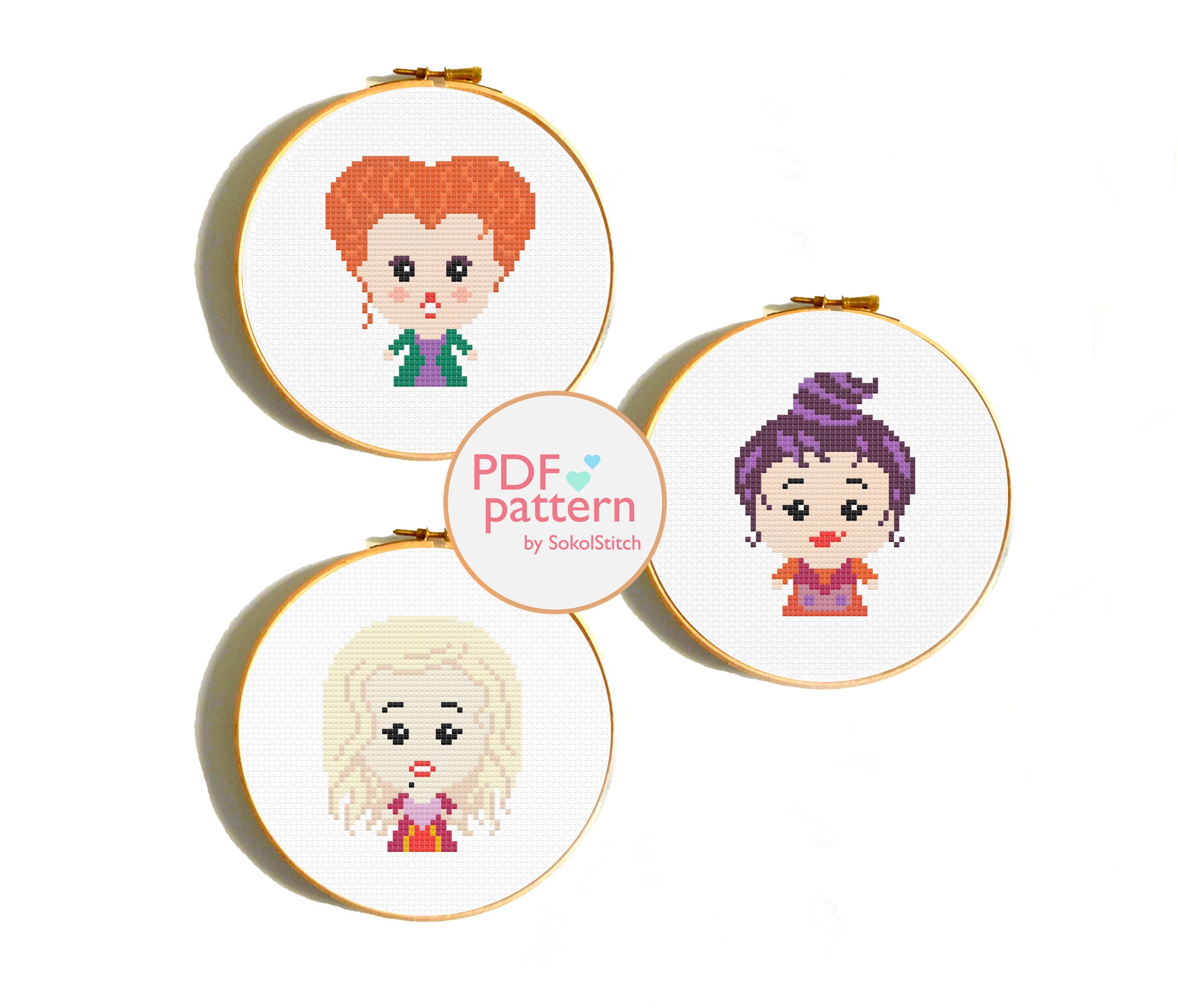 Hocus Pocus Cross Stitch Patterns Winifred Sarah and Mary - Etsy Australia
