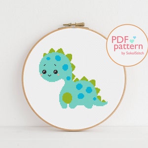 Cute Baby Dinosaurs Cross Stitch PDF Patterns, T Rex, Pterodactyl ...