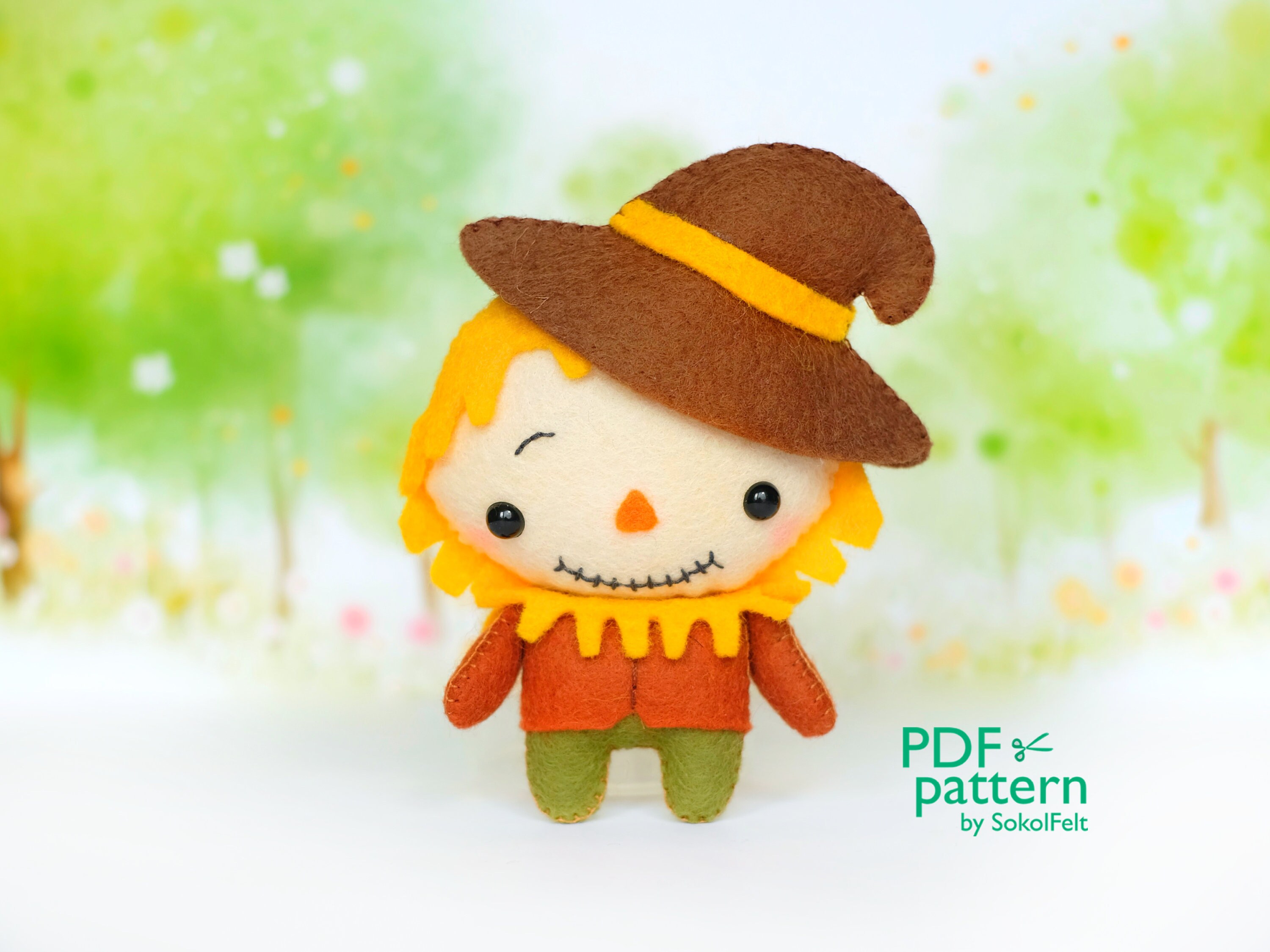 Cute Scarecrow Felt Toy Sewing PDF Pattern Wonderfull Wizard | Etsy