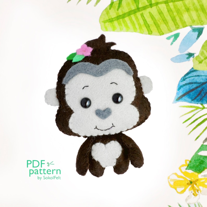 Felt Baby Gorilla Sewing Pattern: DIY Plush Monkey Toy (PDF & SVG) - Etsy