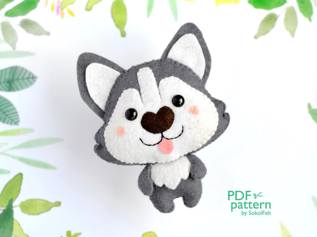 Husky Felt Toy Sewing PDF and SVG Patterns, Cute Dog Sewing Tutorial ...