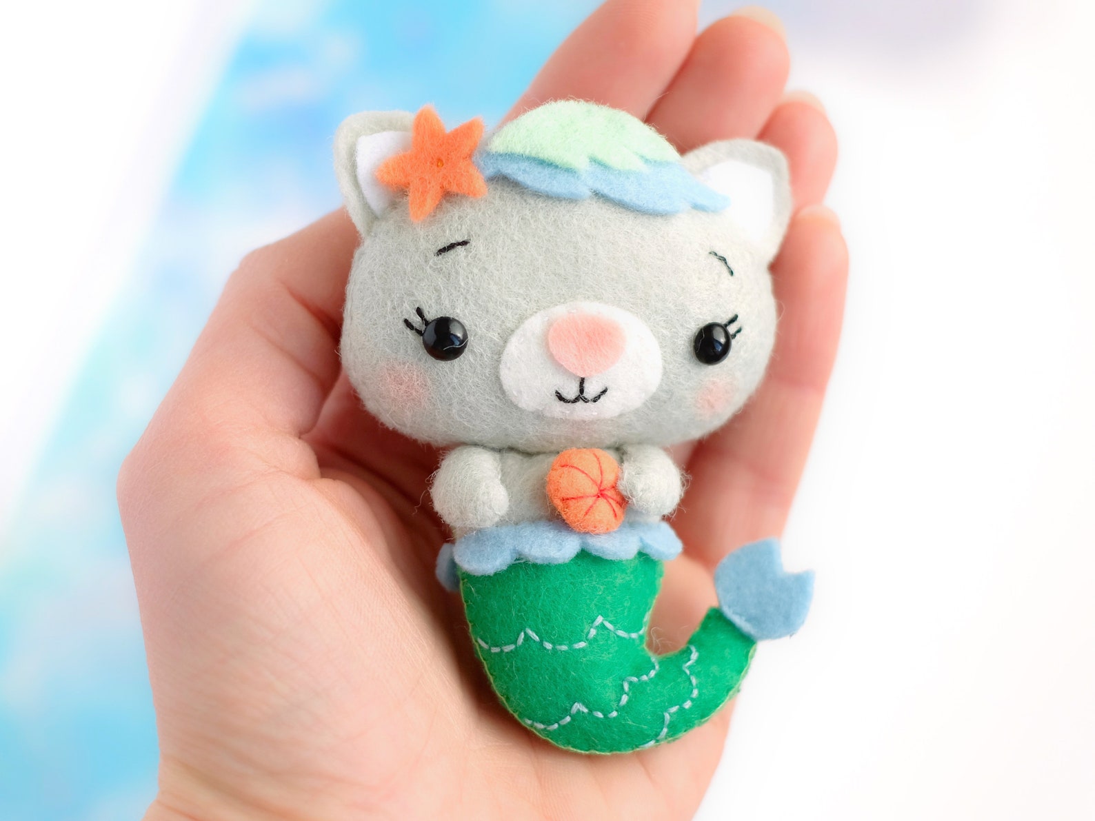 Mermaid Cat Felt Toy PDF and SVG Patterns Sea Life Digital - Etsy