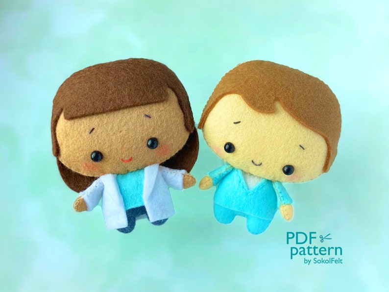 Felt Doctor and Nurse Doll Sewing Pattern (PDF & SVG) - Etsy