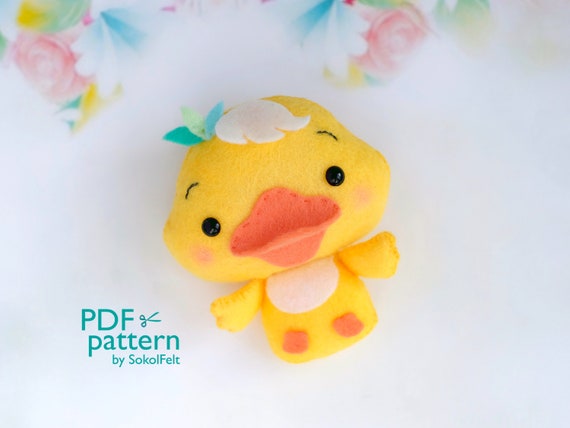 Felt Baby Duck Toy Sewing PDF and SVG Patterns Cute Farm | Etsy