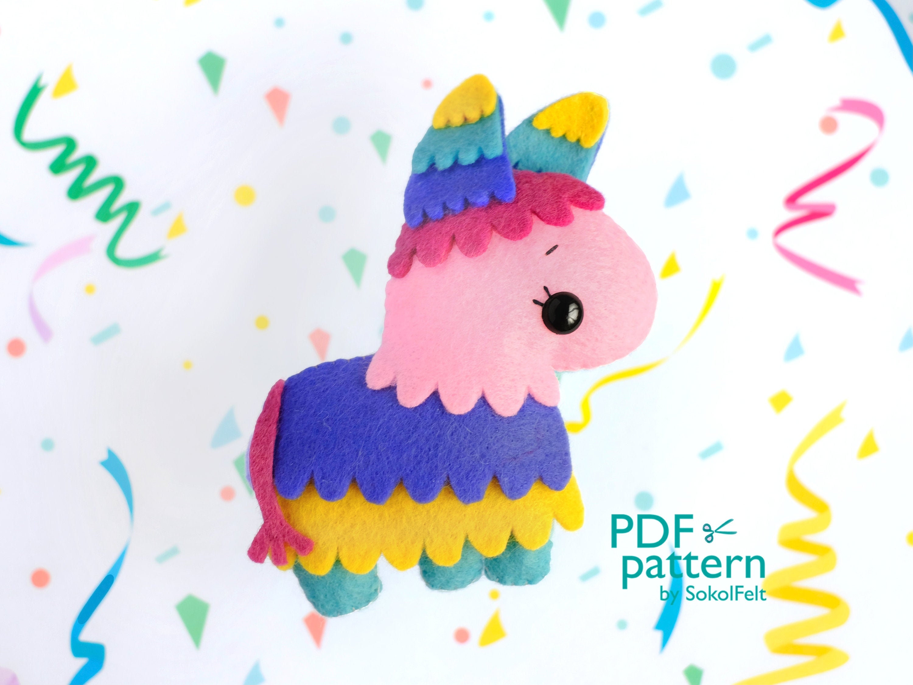 Cute Pinata Felt Toy Sewing PDF and SVG Patterns Llama Toy - Etsy