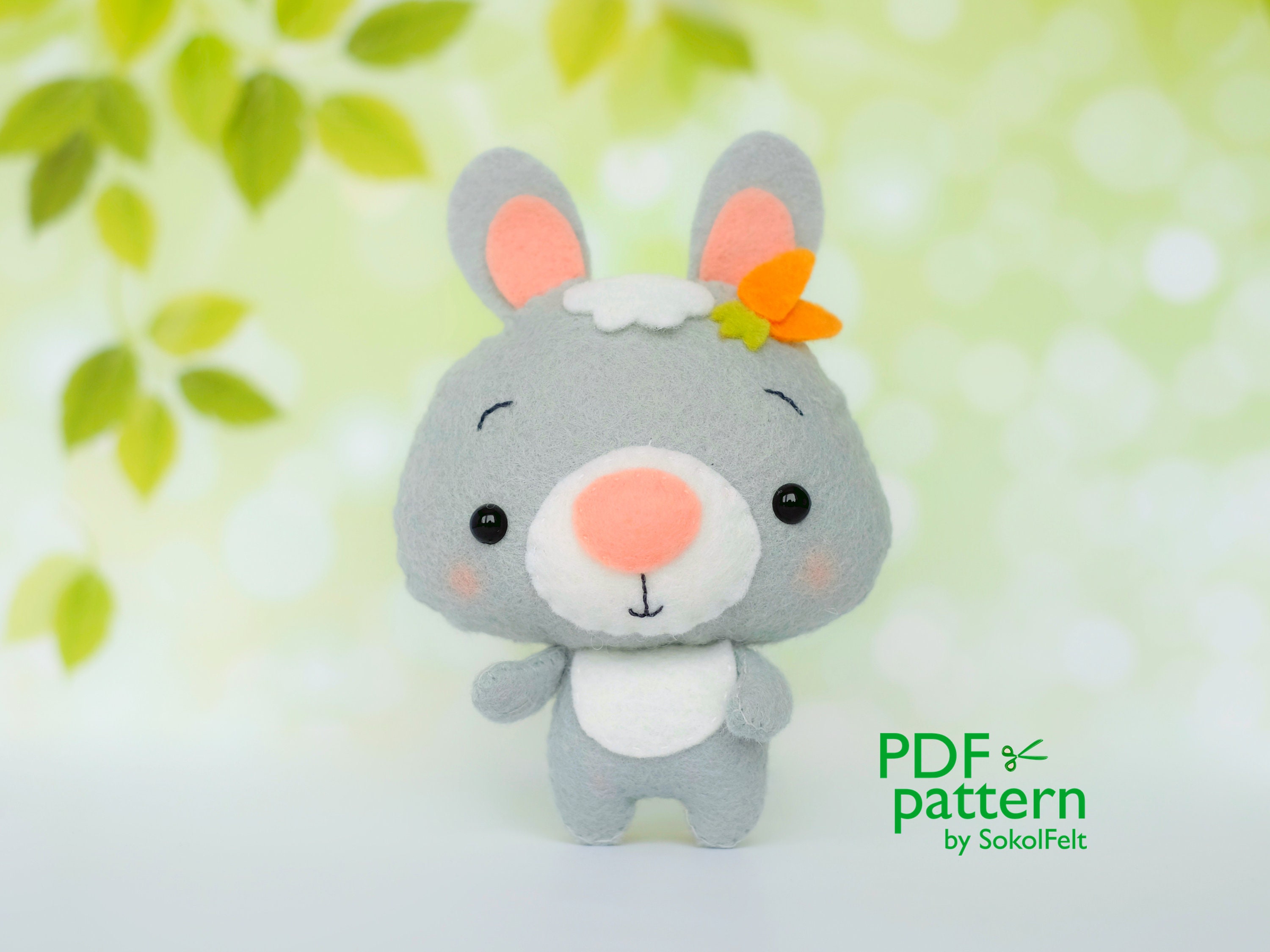 Little Bunny Felt Toy PDF and SVG Patterns Felt Woodland - Etsy
