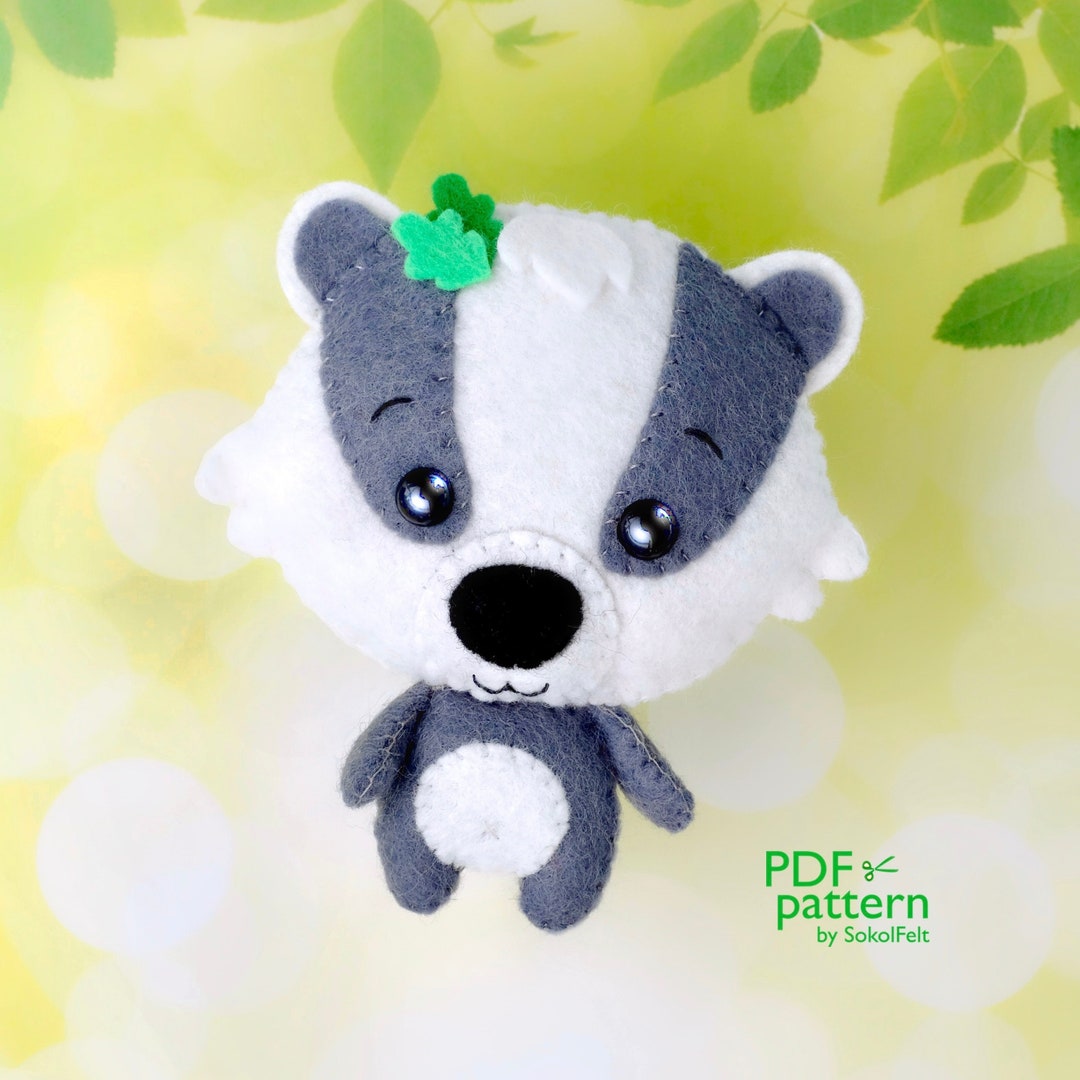 Baby Badger Felt Toy PDF and SVG Patterns, Felt Woodland Baby Animal ...