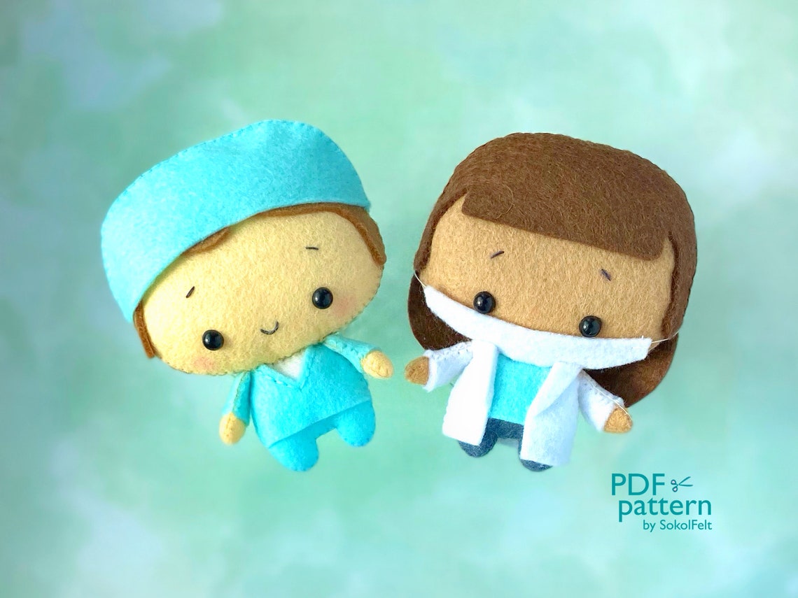Felt Doctor and Nurse Doll Sewing Pattern (PDF & SVG) - Etsy