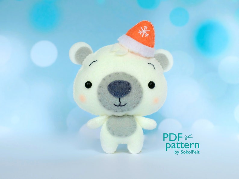 Polar Bear Felt Toy PDF and SVG Pattern Felt Arctic White - Etsy