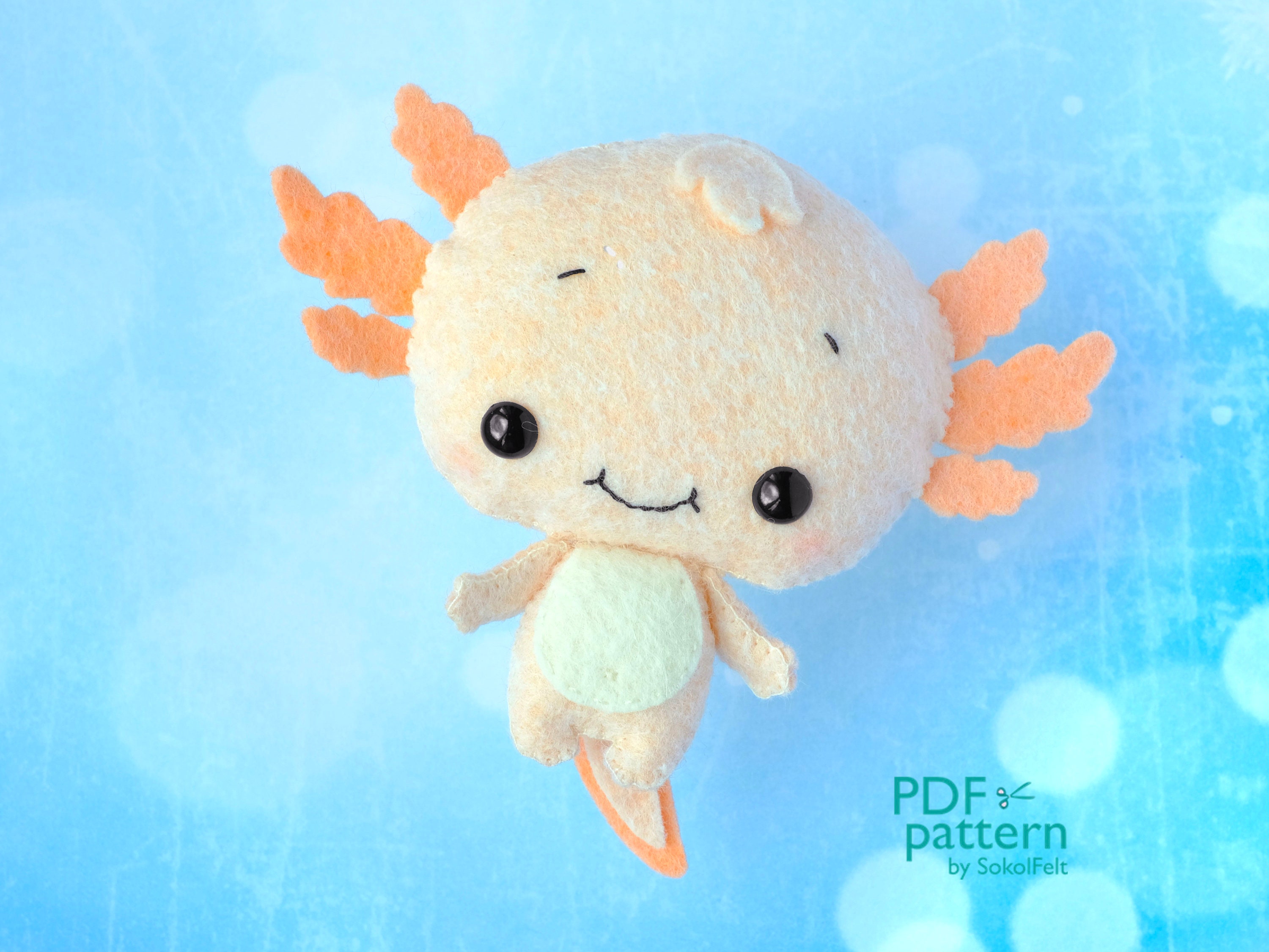 Baby Axolotl Felt Toy Sewing PDF and SVG Pattern Cute - Etsy