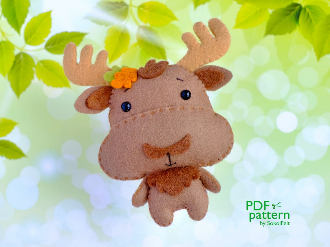 Baby Moose Felt Toy PDF and SVG Patterns Felt Woodland Baby - Etsy