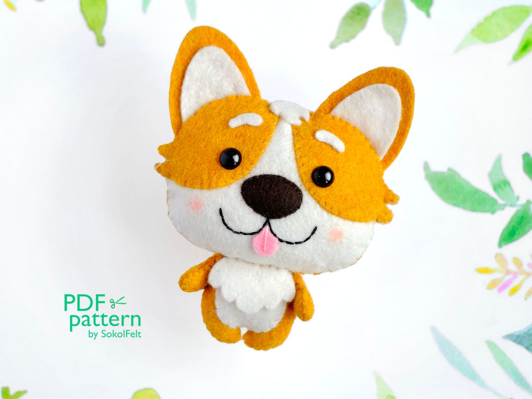 Corgi Felt Toy Sewing PDF and SVG Patterns, Cute Dog Sewing Tutorial ...
