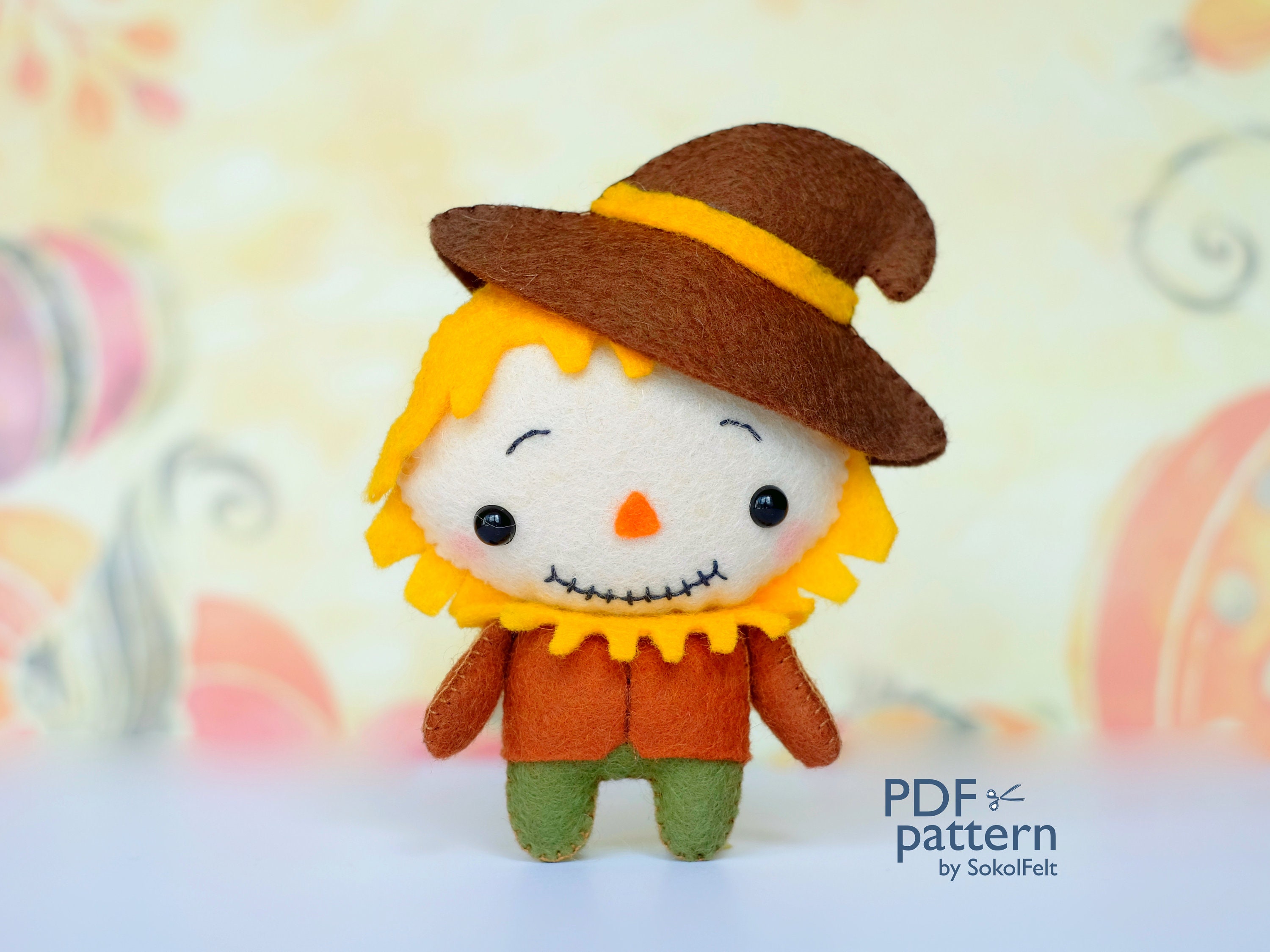Cute Scarecrow Felt Toy Sewing PDF Pattern Wonderfull Wizard | Etsy