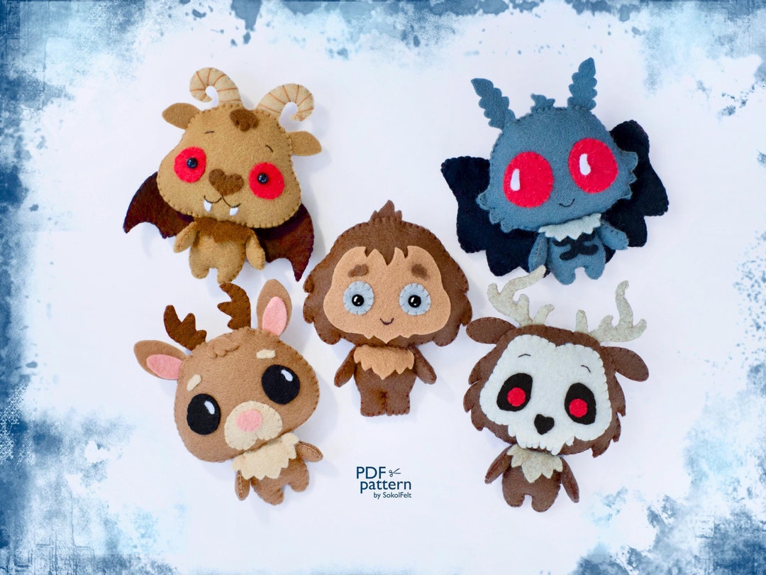 Baby Cryptid Creatures Felt Toy Sewing PDF and SVG Patterns, Bigfoot ...