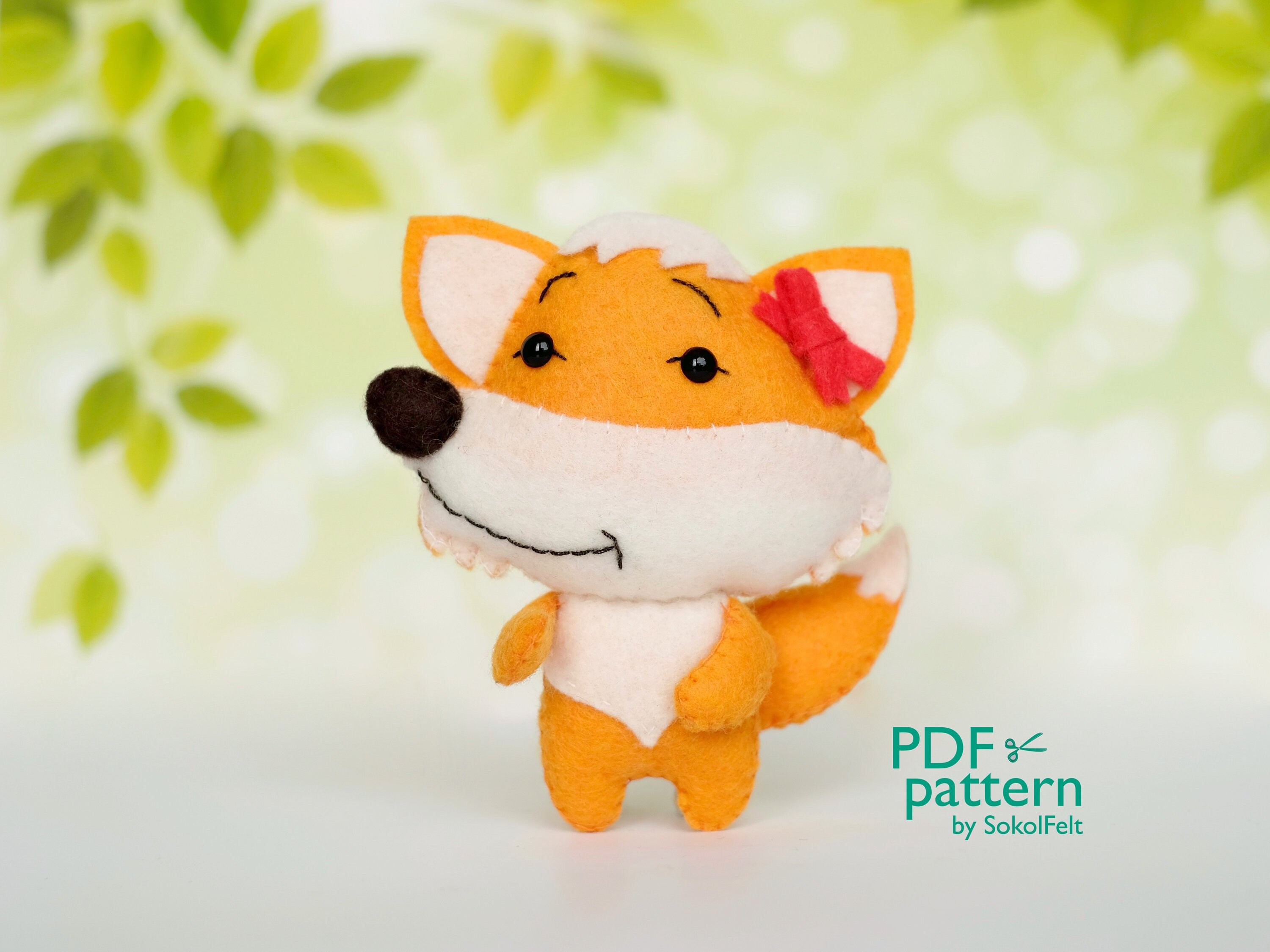 Felt fox toy sewing PDF pattern DIY fox ornament woodland | Etsy