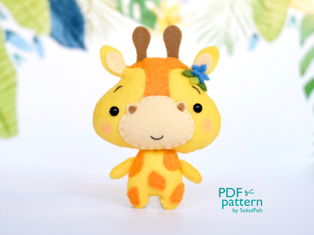 Baby Giraffe Felt Toy PDF and SVG Patterns, Jungle Safari Baby Animal ...