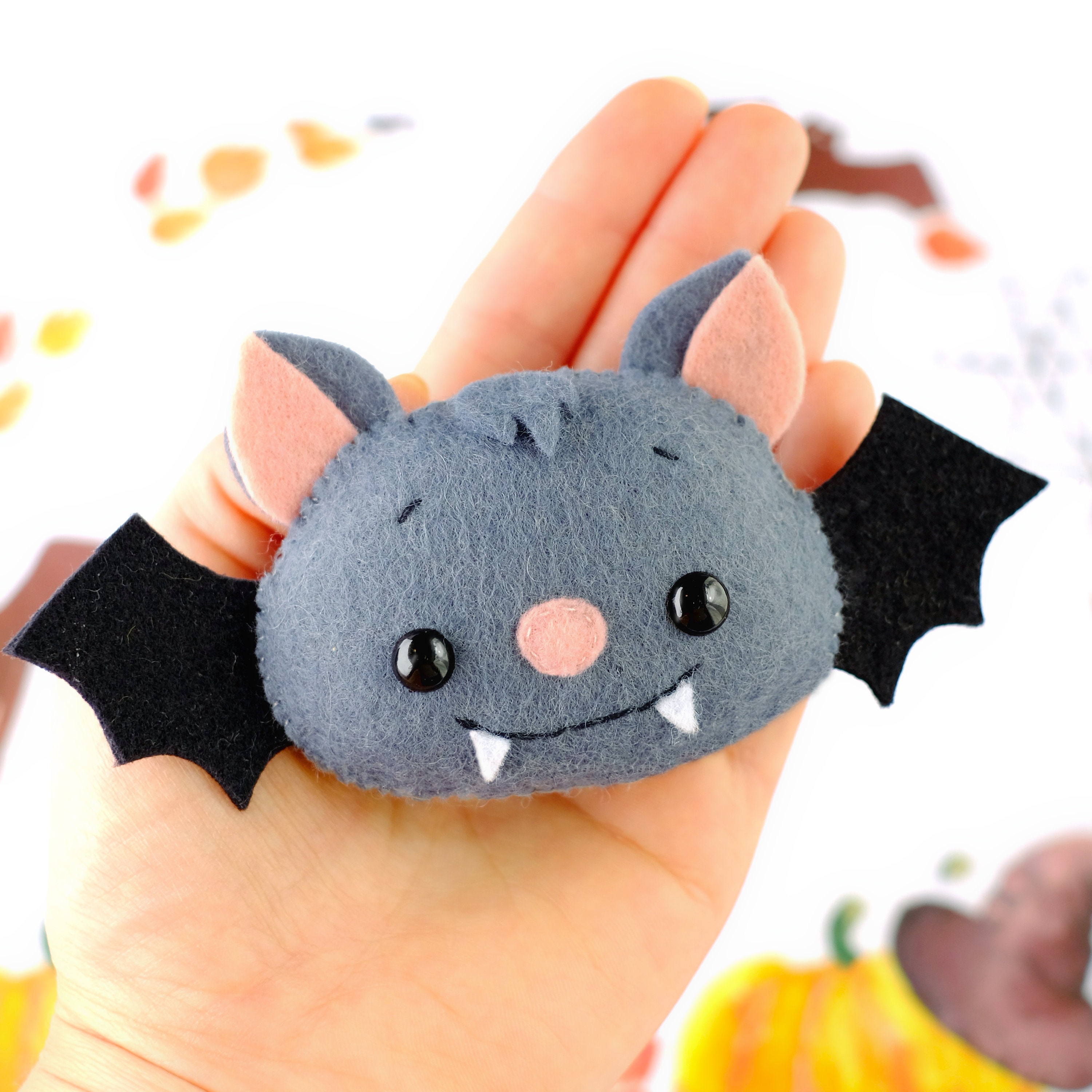 Little Bat Felt Toy PDF and SVG Patterns Halloween Ornament | Etsy