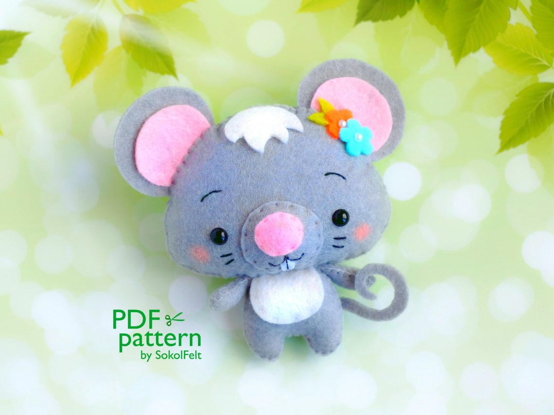 Baby Mouse Felt Toy PDF and SVG Patterns Felt Woodland Animal | Etsy