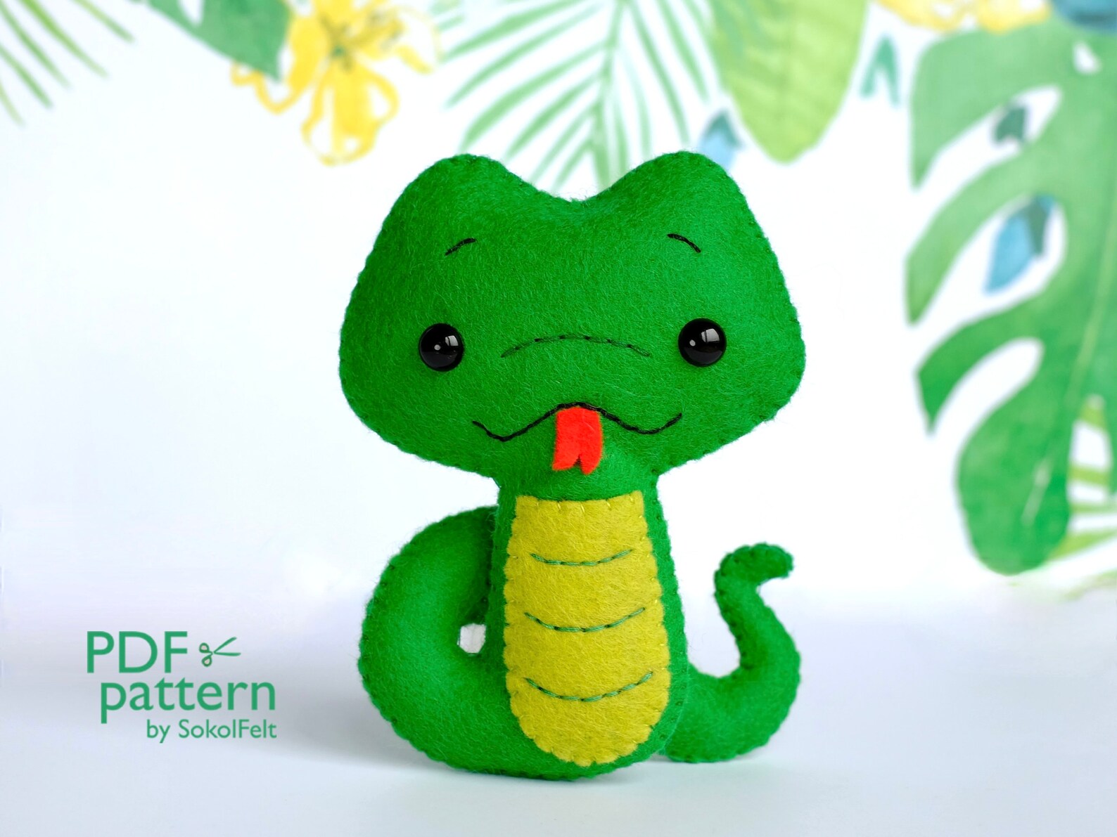 Little Snake Felt Toy Sewing PDF and SVG Patterns Reptile - Etsy