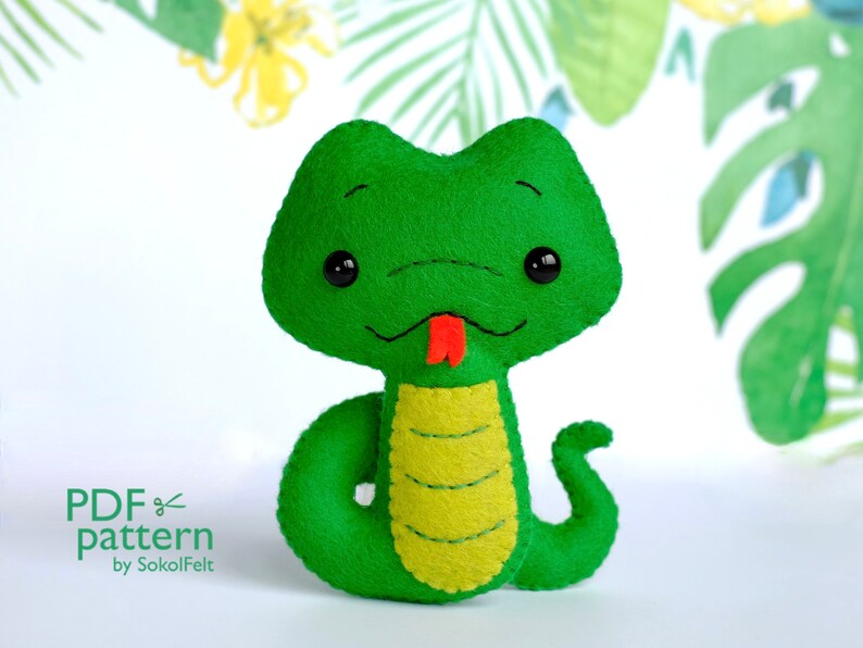 Little Snake Felt Toy Sewing PDF and SVG Patterns Reptile - Etsy
