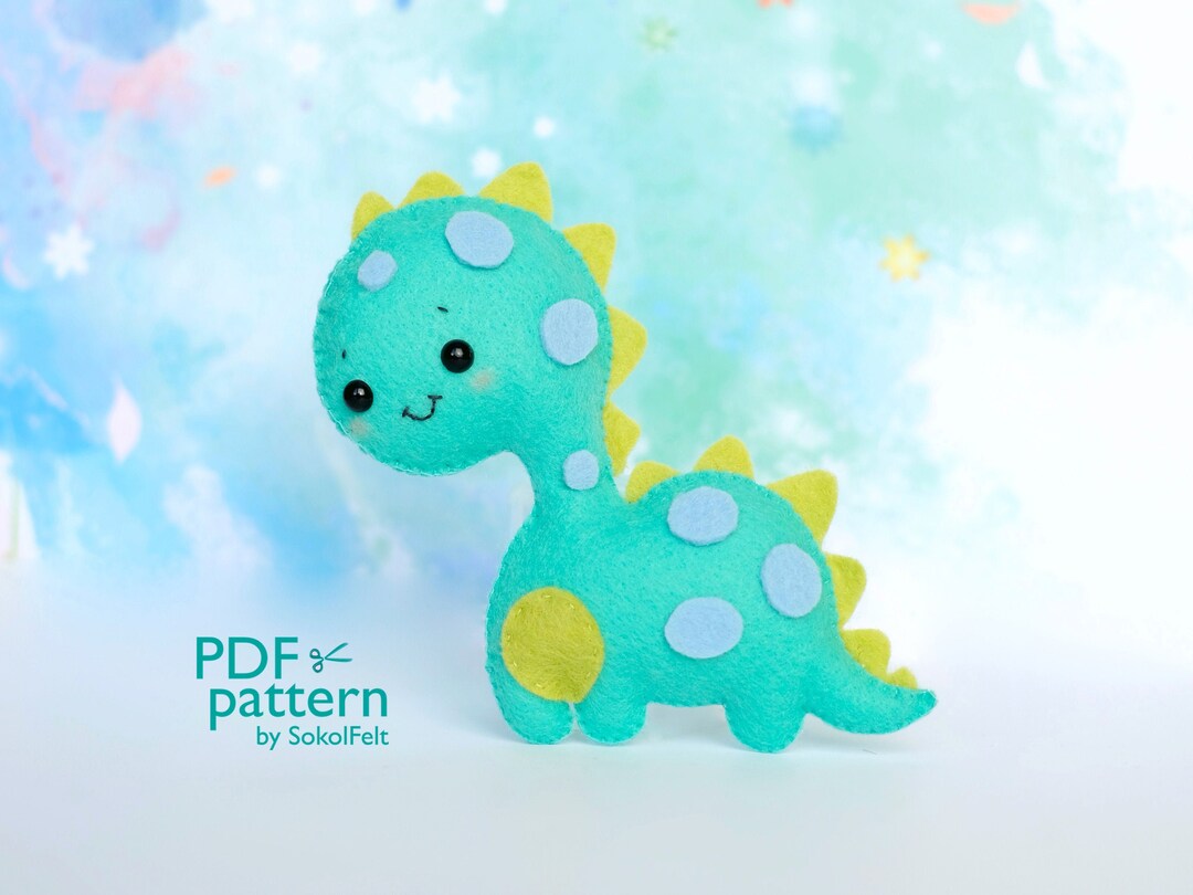 Felt Brontosaurus Dinosaur Sewing PDF and SVG Patterns, Cute Dinosaur ...