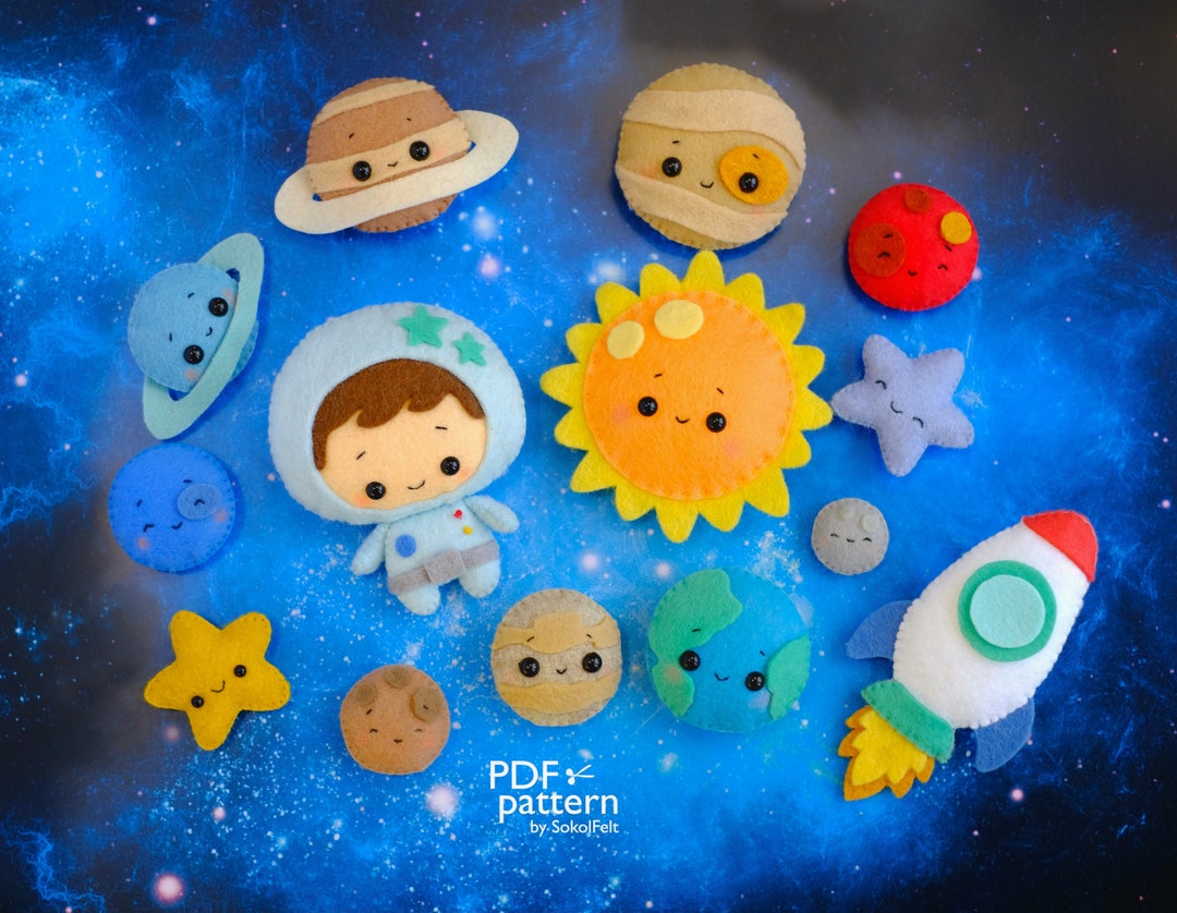 DIY Felt Solar System PDF and SVG Patterns, Planets, Astronaut and ...