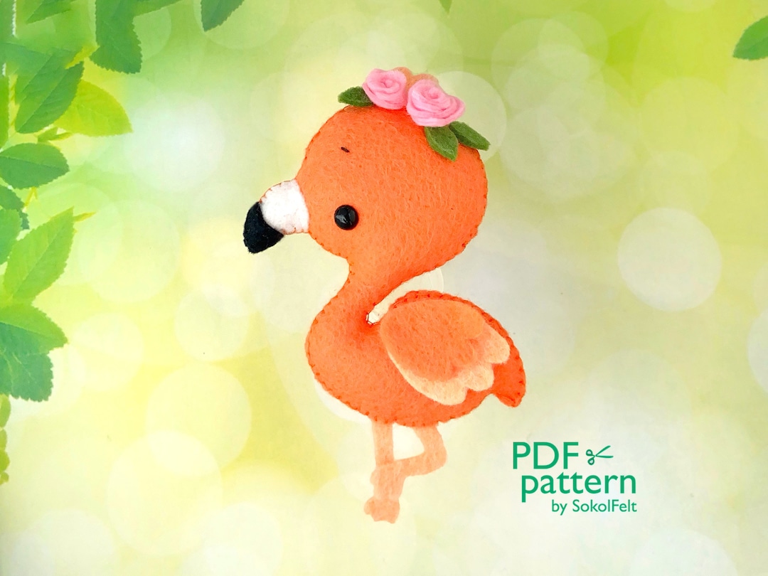 Cute Flamingo Felt Toy PDF and SVG Pattern, Plush Bird Toy Sewing ...