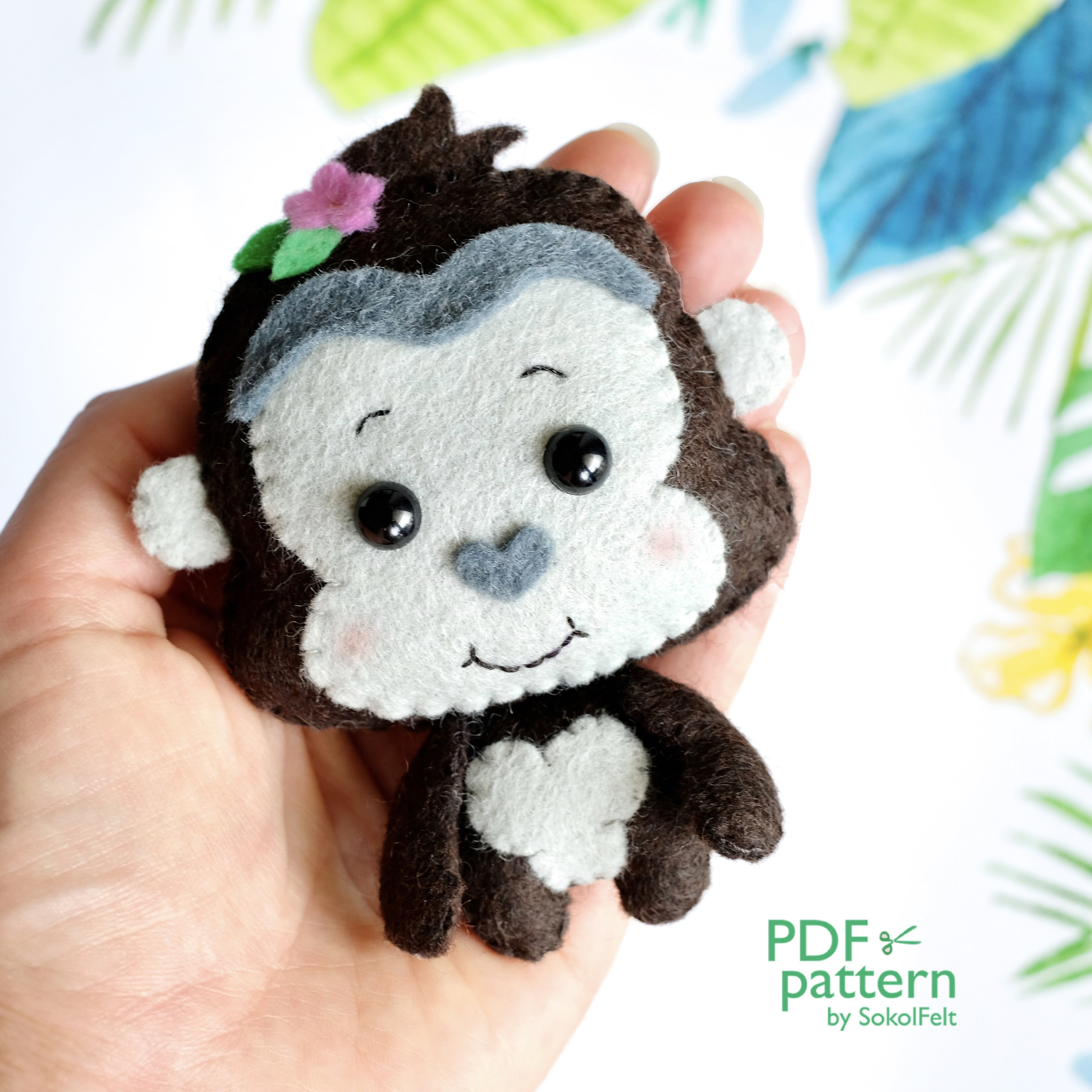Felt Baby Gorilla Sewing Pattern: DIY Plush Monkey Toy (PDF & SVG) - Etsy