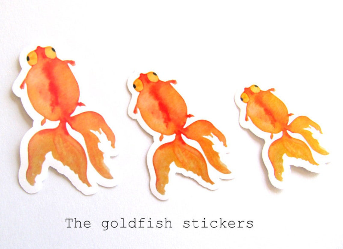 Goldfish Bookmark, Goldfish Sticker Set, Goldfish Set, Goldfish Cards ...