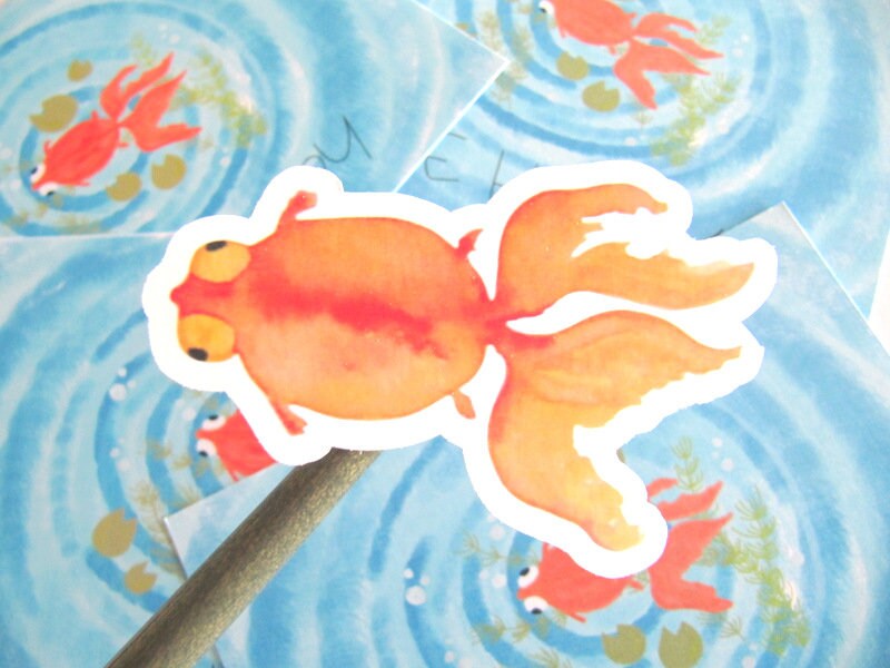 Goldfish Bookmark, Goldfish Sticker Set, Goldfish Set, Goldfish Cards ...