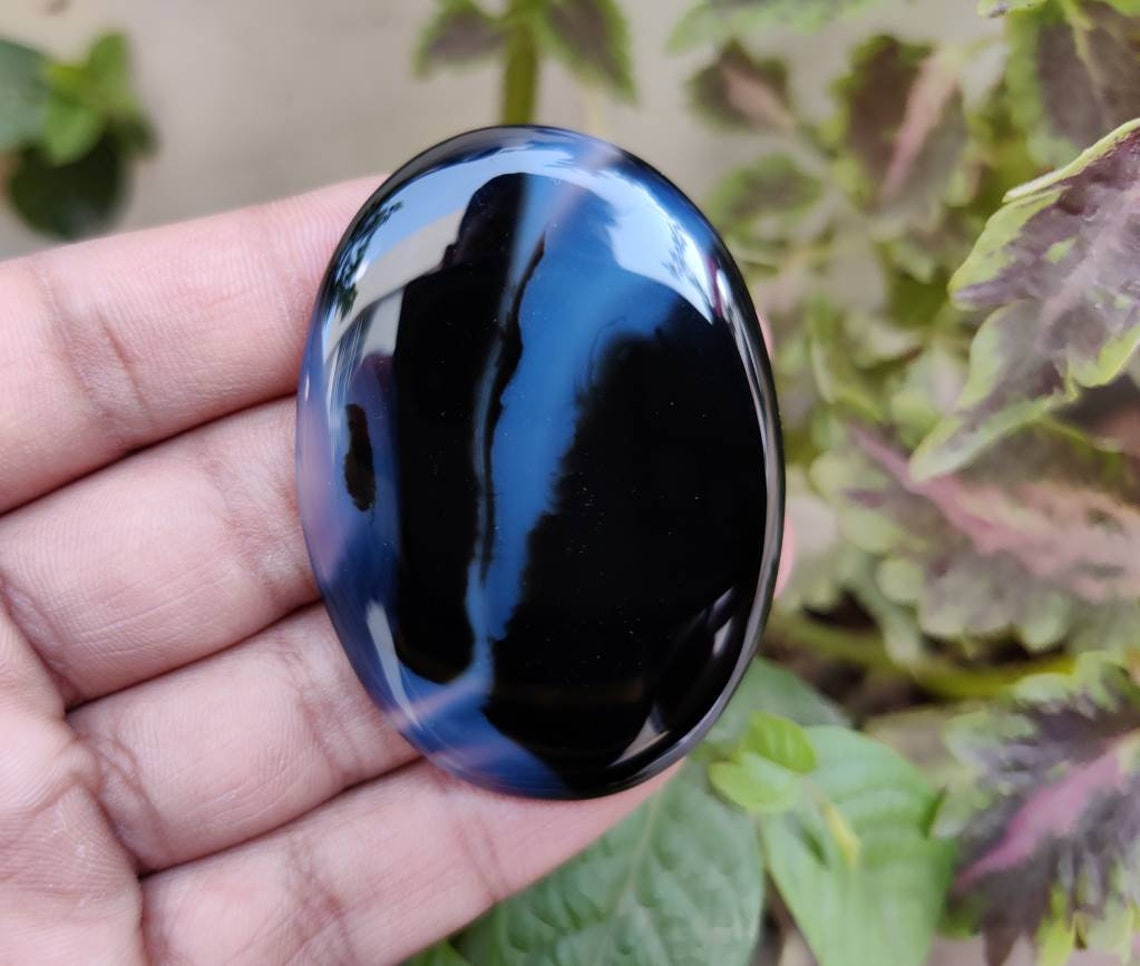 Natürlicher Schwarzer Onyx Edelstein Handgemacht Cabochon | Etsy