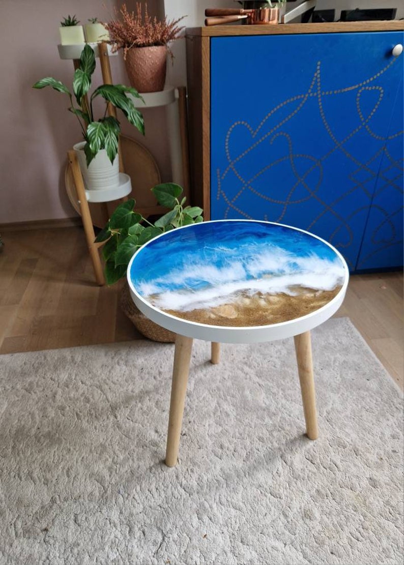Resin Sea Table, Epoxy Ocean Table Decorated With Natural Sand and ...