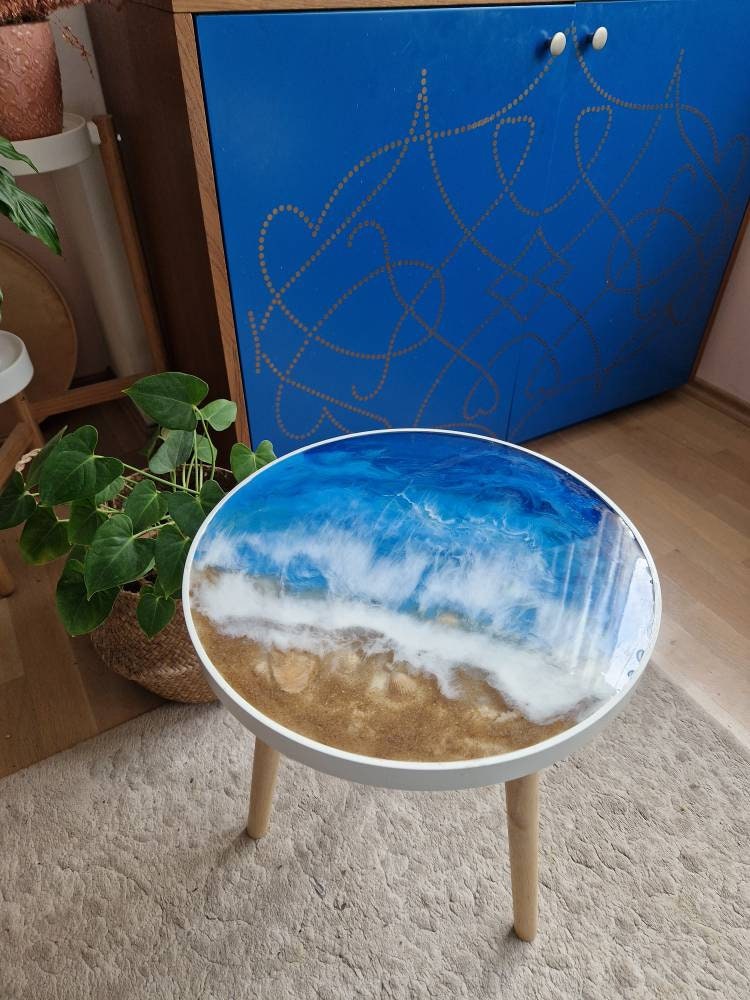 Resin Sea Table, Epoxy Ocean Table Decorated With Natural Sand and ...