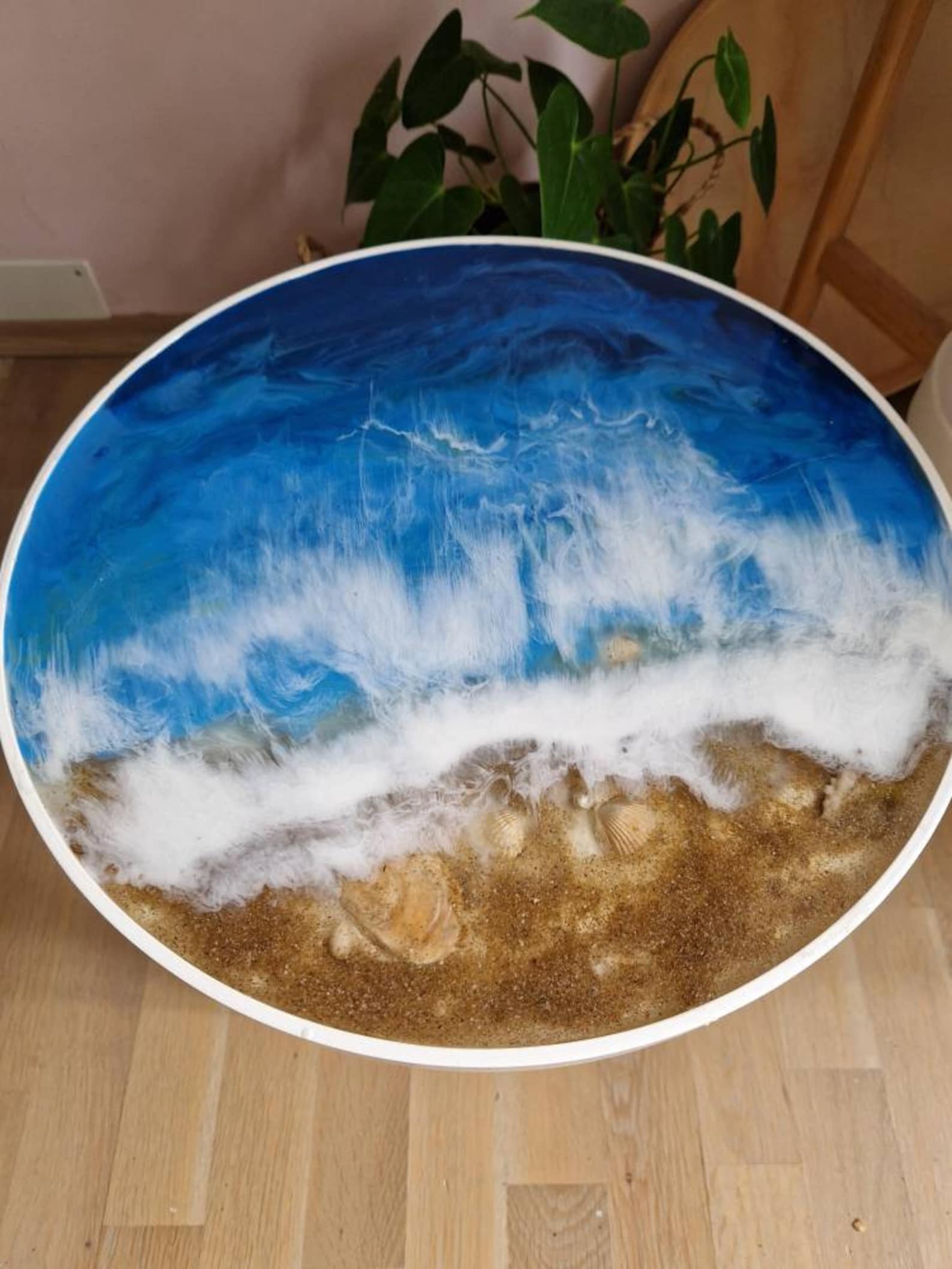 Resin Sea Table, Epoxy Ocean Table Decorated With Natural Sand and ...