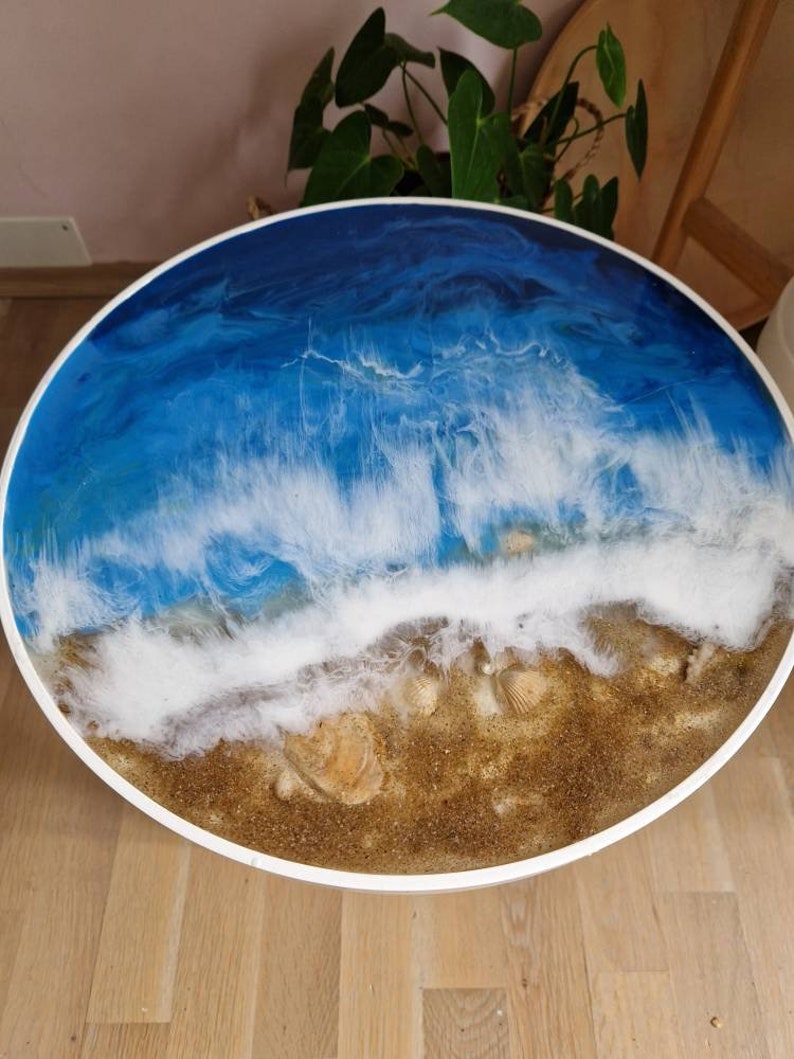 Resin Sea Table, Epoxy Ocean Table Decorated With Natural Sand and ...