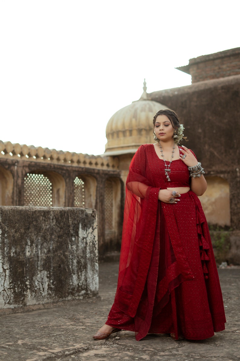 Plus Size Maroon Lehenga Choli for Women Indian Lehangas Party Wear ...