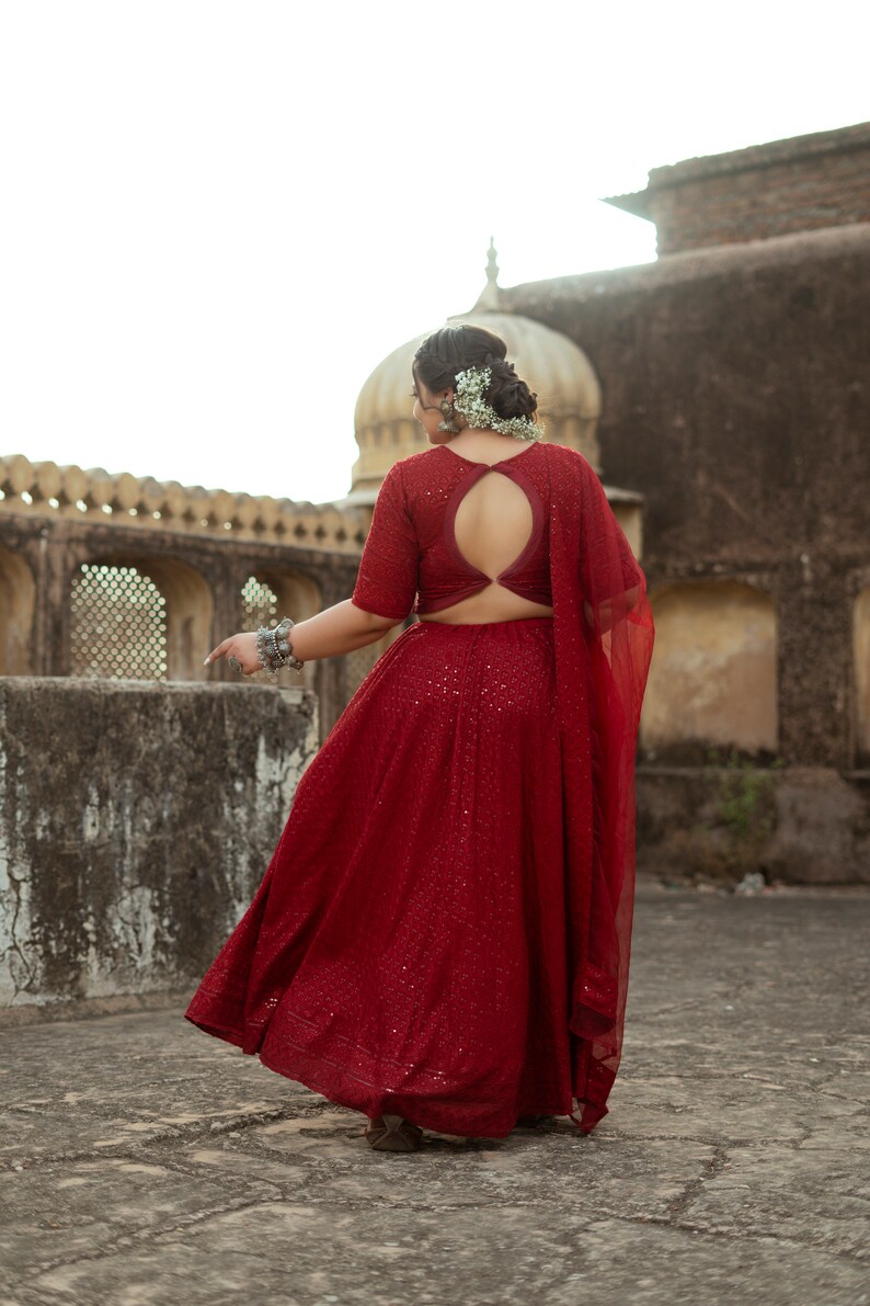 Plus Size Maroon Lehenga Choli for Women Indian Lehangas Party Wear ...