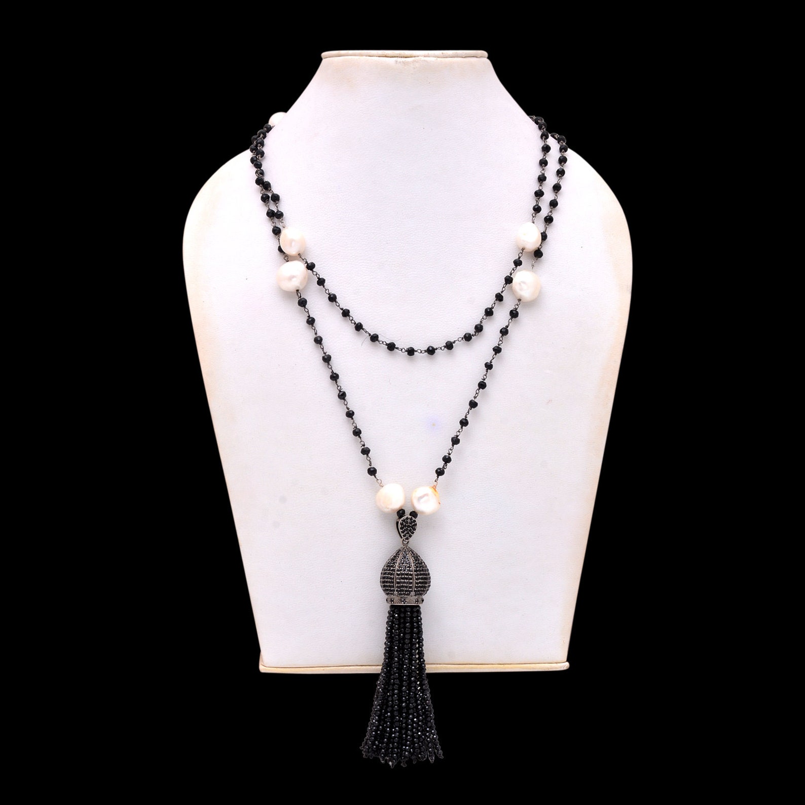 Freshwater Pearl Tassel Necklacesilver Tassel 925 Sterling Etsy