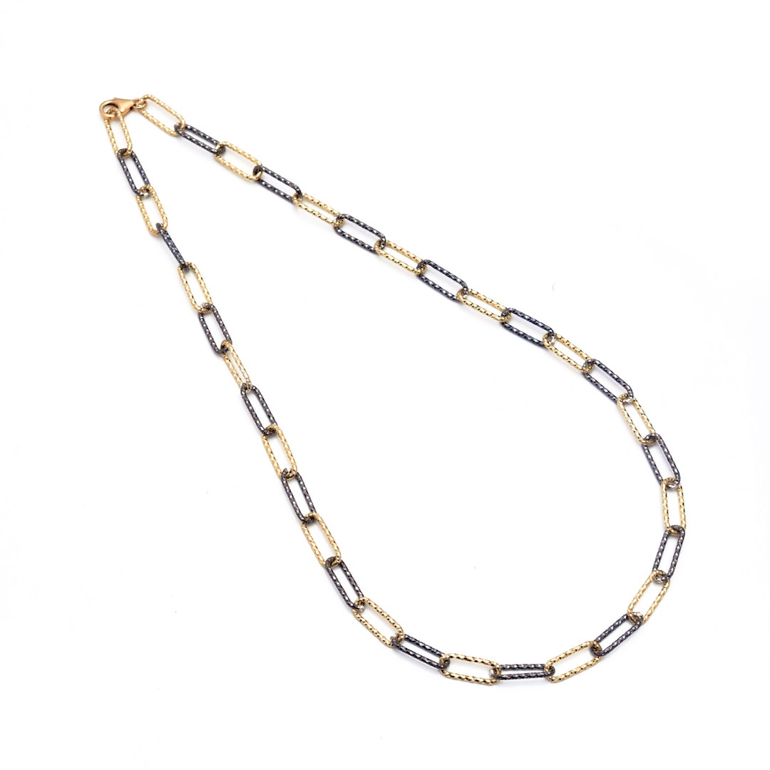 Two Tone Paperclip Chain,paper Clip Chain,layering Necklace,rectangle ...