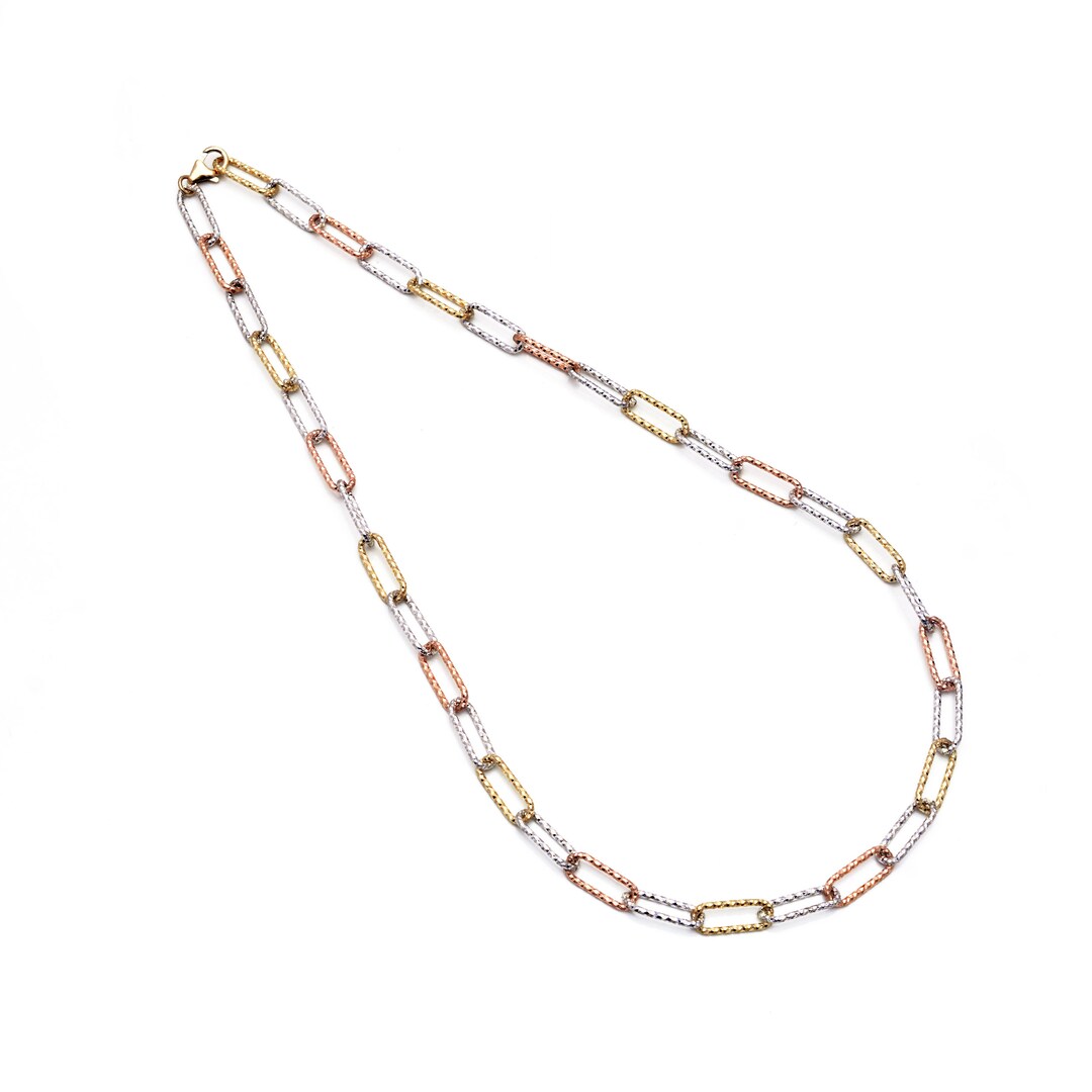 Two Tone Paperclip Chain,paper Clip Chain,layering Necklace,rectangle ...