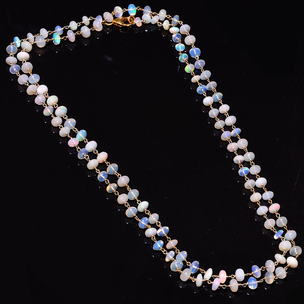Ethiopian Opal Rosary Chain,opal Chain ,ethiopian Opal Rondelle Wire ...