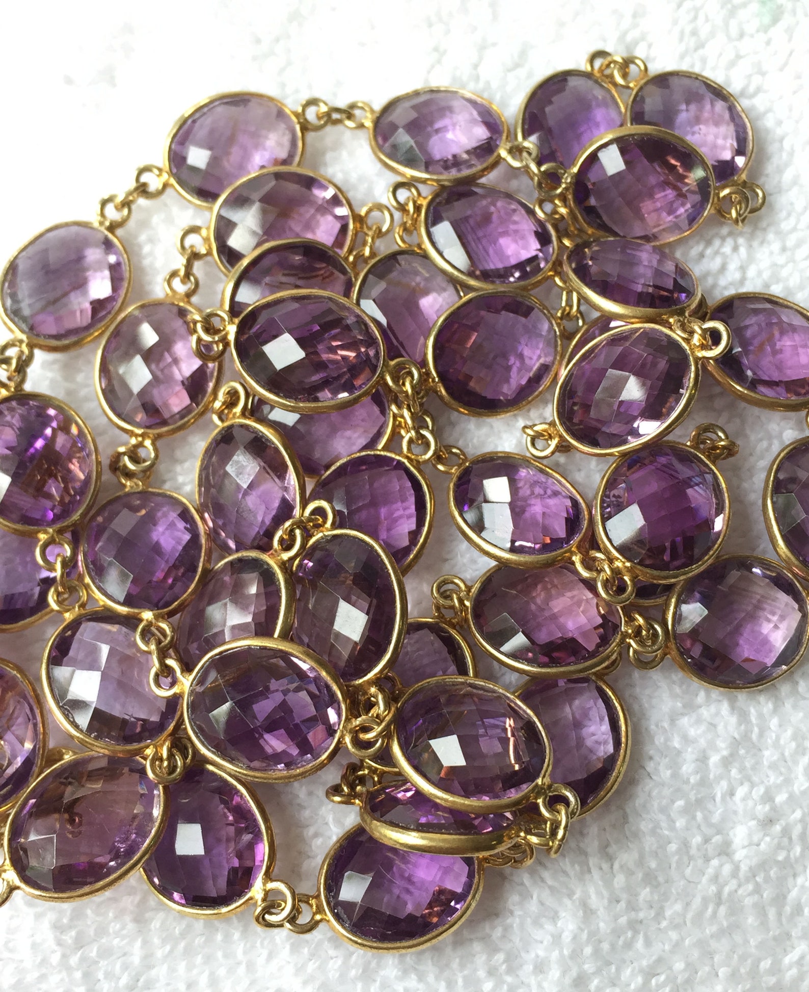 925 Sterling Silver Amethyst 34 Inches Semi Precious Chain Jewelry ...