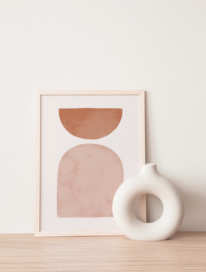 Dusty Pink Mid Century Modern Print Rainbow Modern Line | Etsy