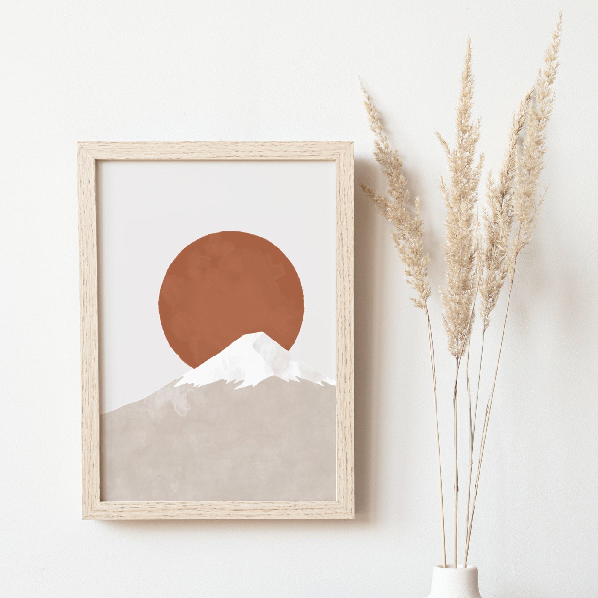 Boho mountain printable art extra large wall art terracotta | Etsy