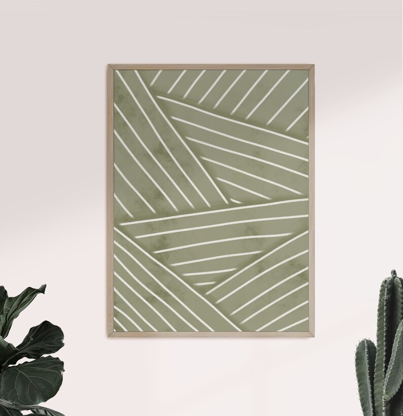 Sage Green Modern Line Drawing Abstract Line Pattern Art - Etsy